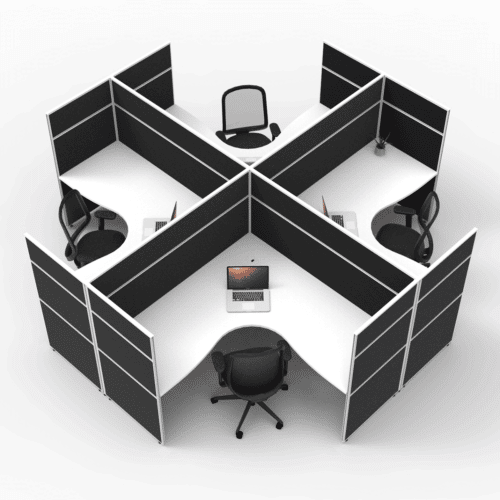 Alto Screen 4 Person X Shape Workstation With End Screen | Danny's ...