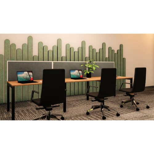 Apex 3 Person Desk – Sturdy Loop Leg Workstation with Screens | Dannys