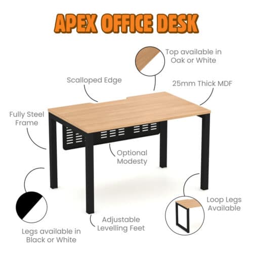 Apex Office Desk – Durable Steel Frame with Cable Management | Dannys