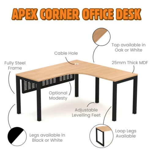 Apex Corner Workstation – Space-Saving Office Desk 1500mm | Dannys