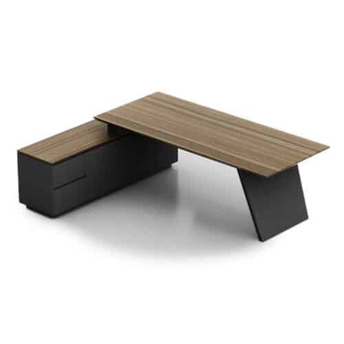 Boeing Executive Desk – Dark Teak Office Desk with Storage | Dannys
