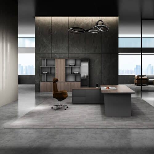 Boeing Executive Desk – Dark Teak Office Desk with Storage | Dannys